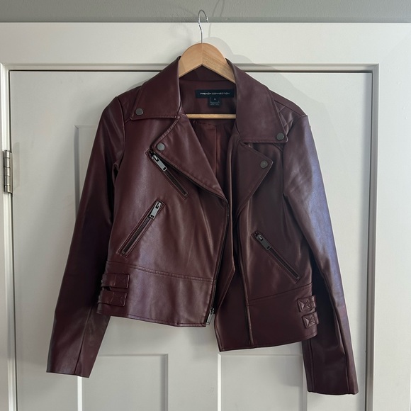 French Connection | Jackets & Coats | French Connection Dark Red Faux ...